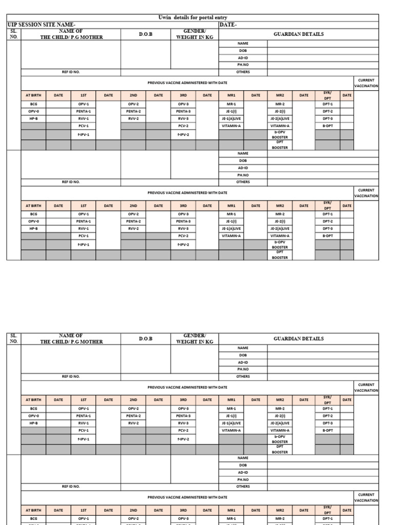 Uwin Portal Enty Format PDF | PDF | Vaccination | Viral Diseases