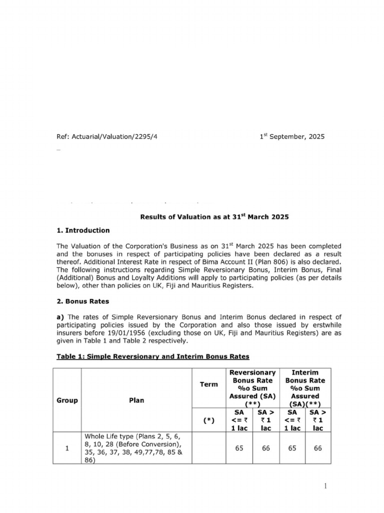 Bonus Rates 2025 | PDF