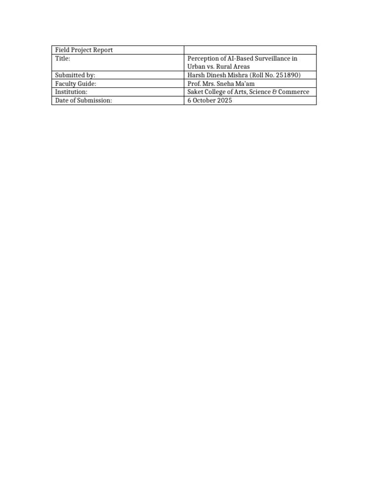 AI Surveillance Field Project Report | PDF