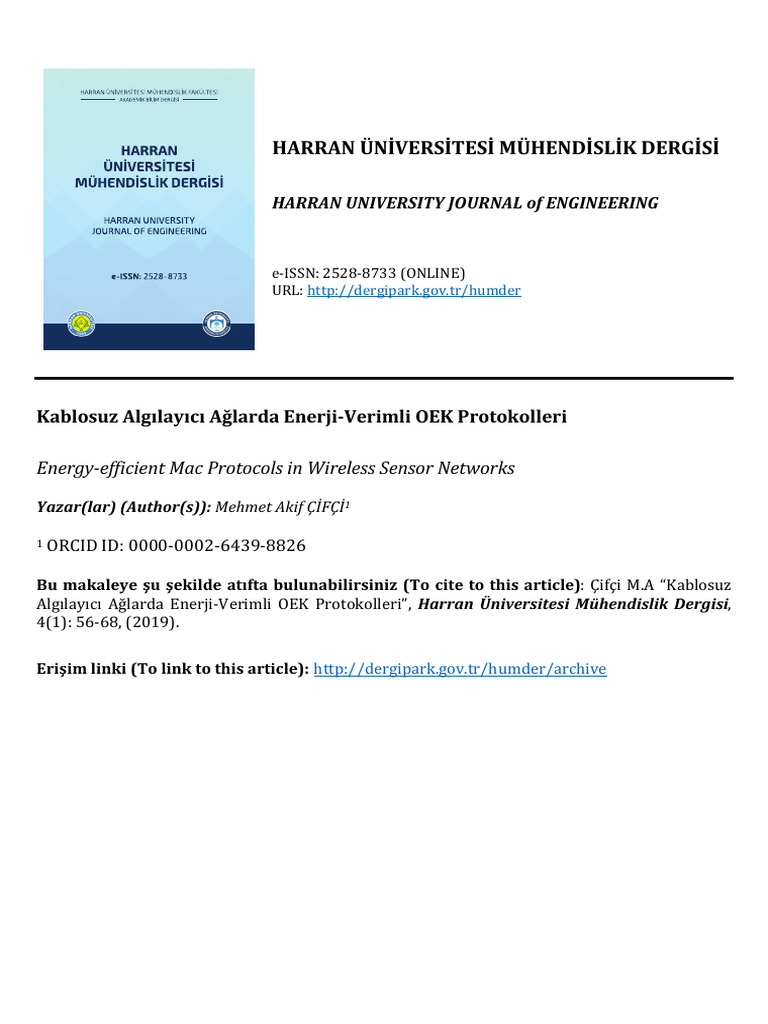 Kablosuz Algilayici Aglar Enerji Verimli | PDF