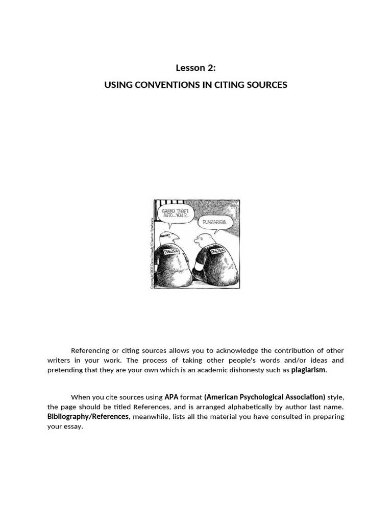 Citing Sources Lesson | PDF