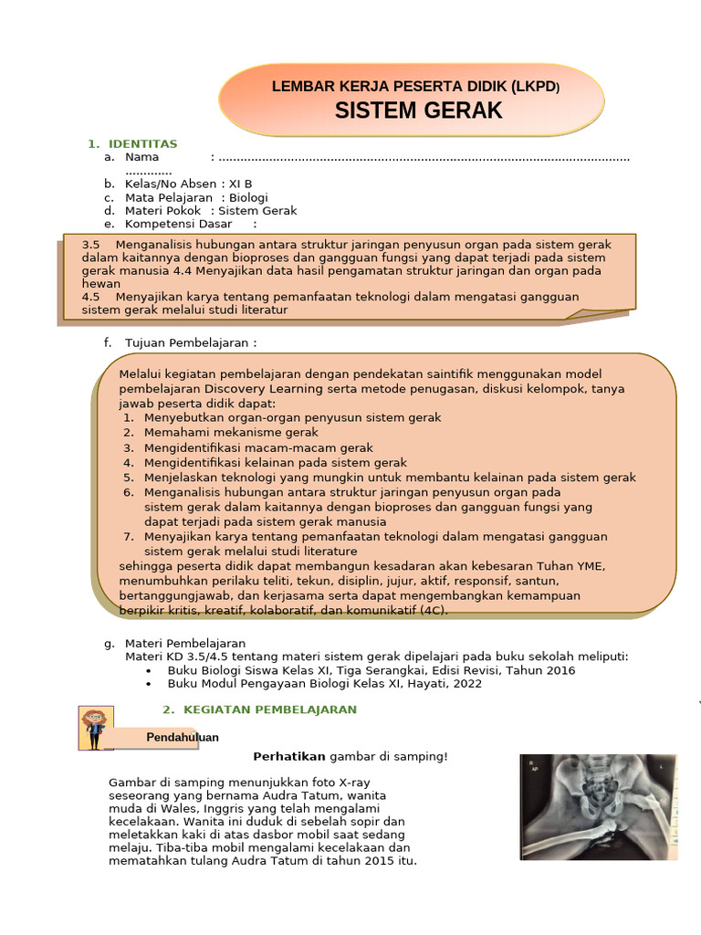 LKPD Sistem Gerak | PDF