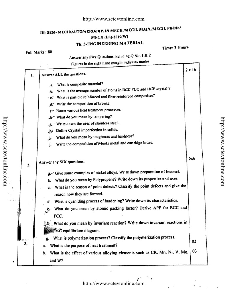 All 3 Sem Engineering Material Winter 2019 | PDF