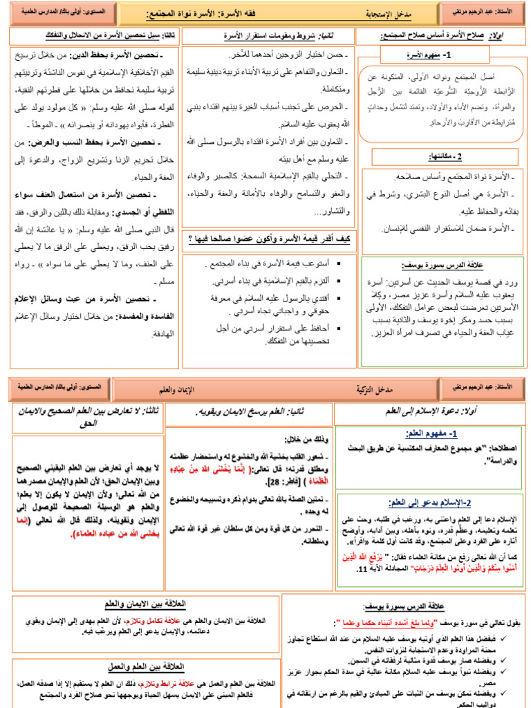 Education Islamique 1 Bac 19 Pages | PDF