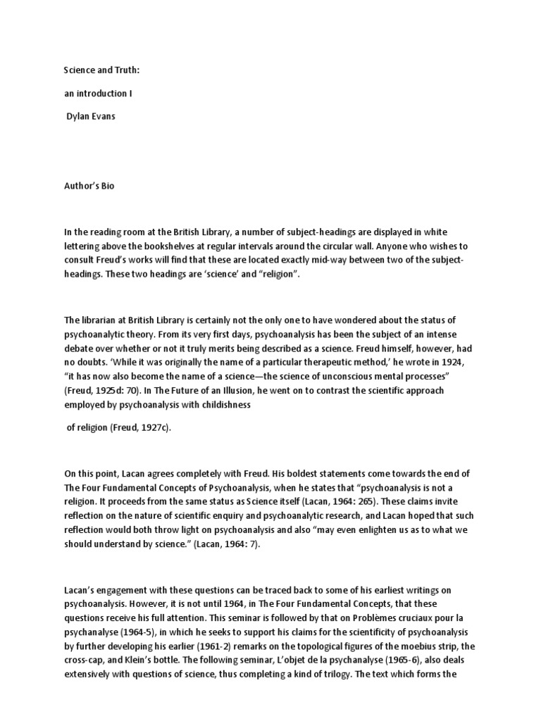 Science and Truth-Intro I | PDF | Jacques Lacan | Psychoanalysis