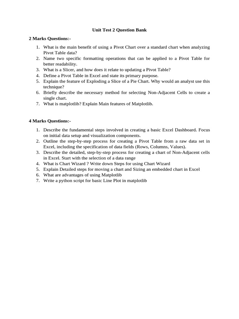 DAN Unit Test 2 QuestionBank | PDF