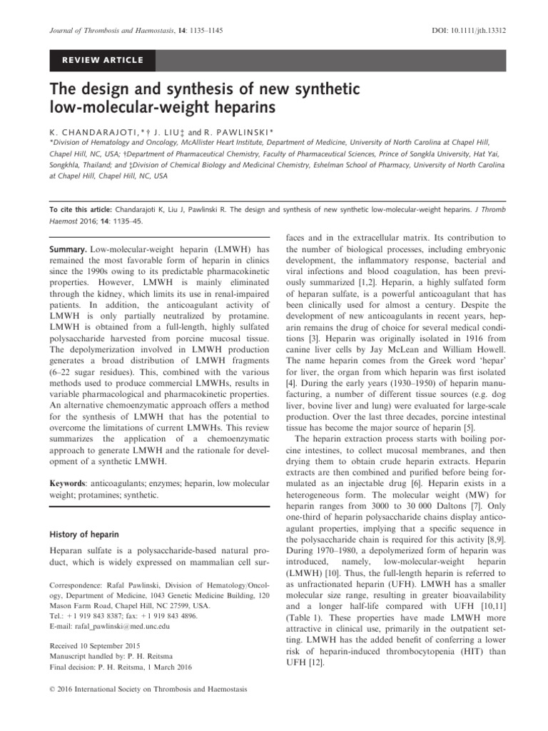 IMP Review_The Design and Synthesis of New Synthetic | PDF | Coagulation