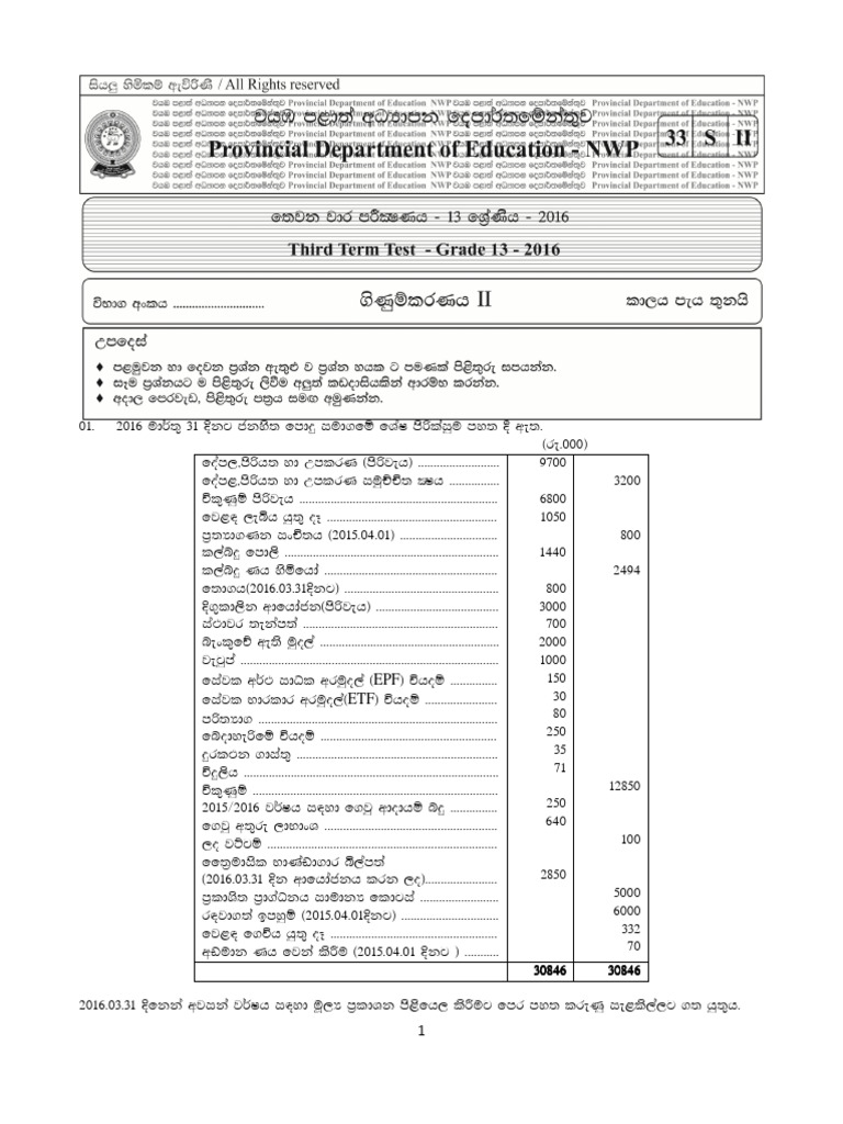 2016 3rd Term NWP Grade 13 (Paper 2) | PDF