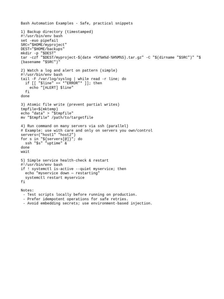 03 Bash Automation Examples | PDF