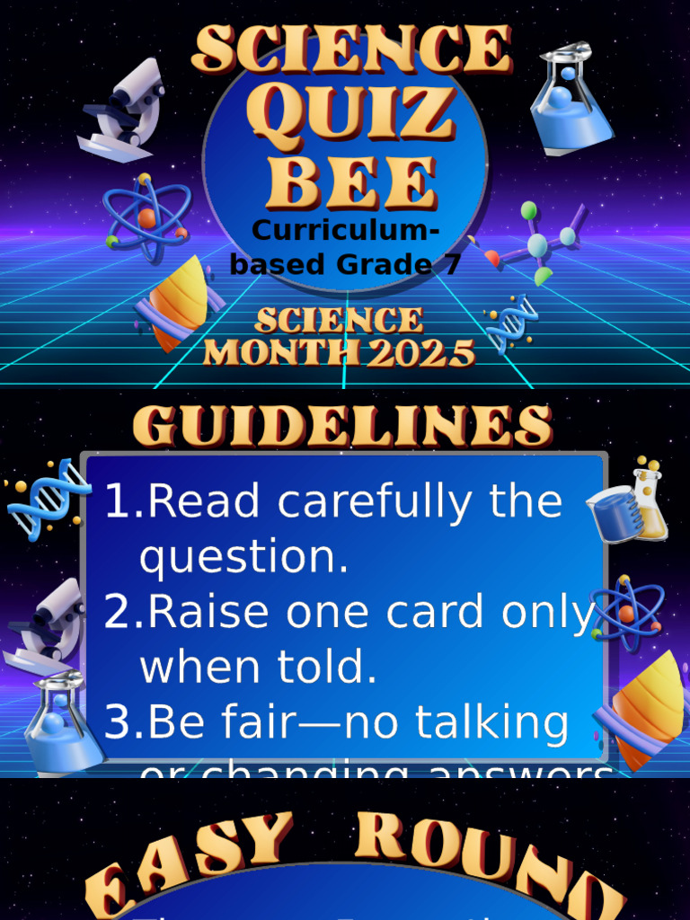 GRADE 7 QUIZBEE and The Science Month 25 | PDF | Sexual Reproduction | Cell (Biology)