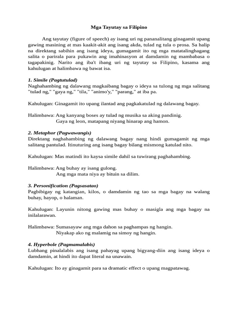Mga-Tayutay-sa-Filipino | PDF