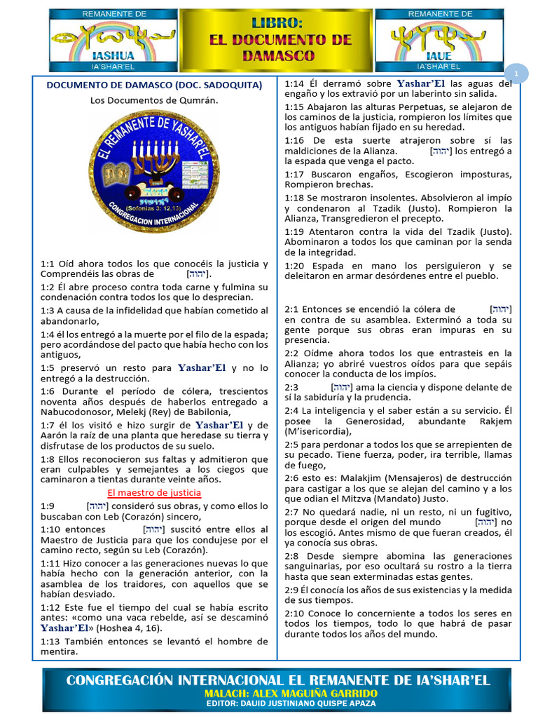 Documento de Damasco: Justicia y Alianza | PDF