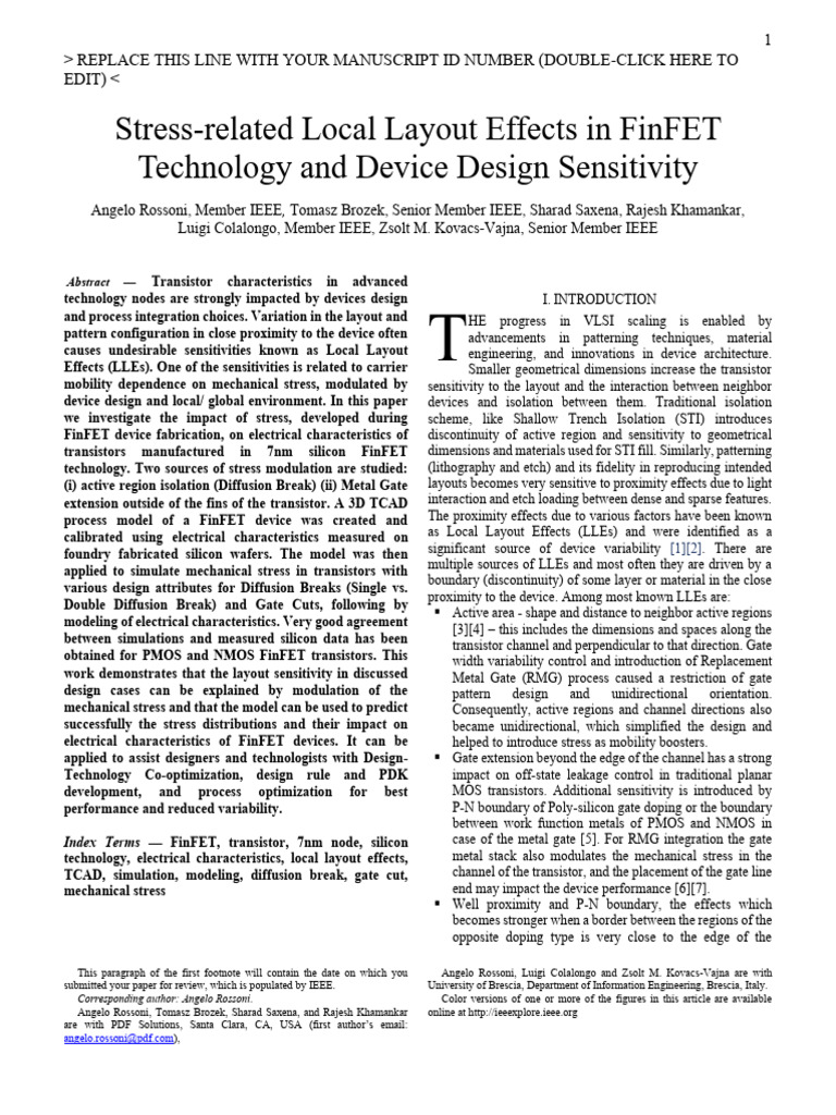 Stress Effects in 7nm FinFET Design | PDF | Field Effect Transistor ...
