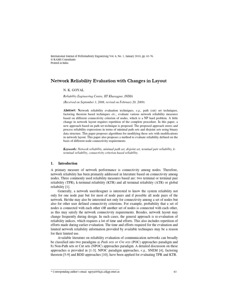 Network Reliability Evaluation Methods | PDF