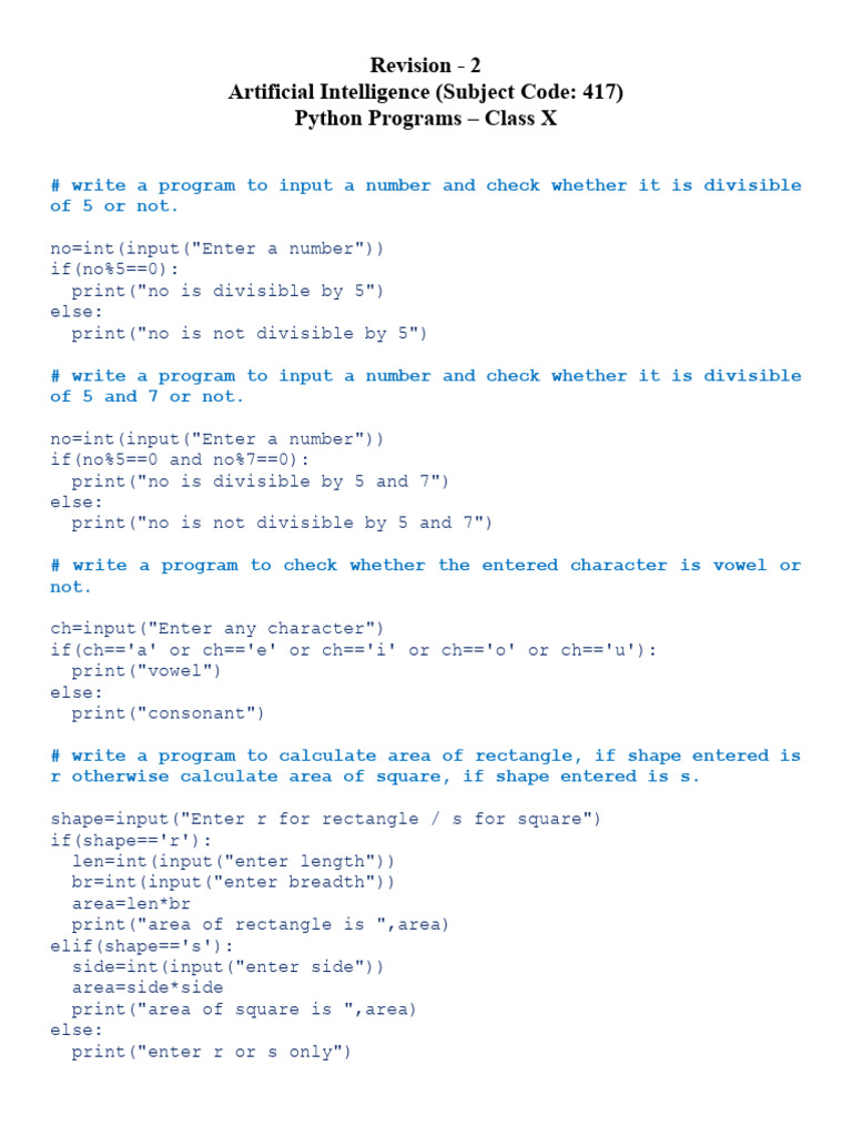 Revision 2 - Python Practical | PDF