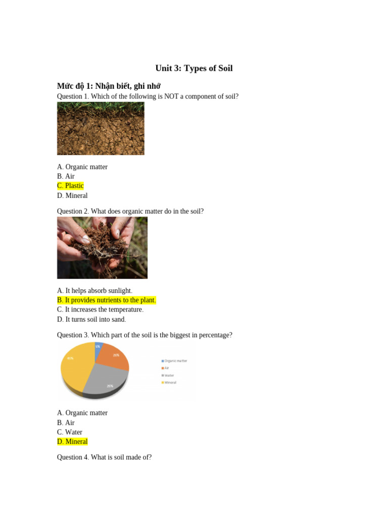 Grade 3 Science Quiz Soil Updated | PDF