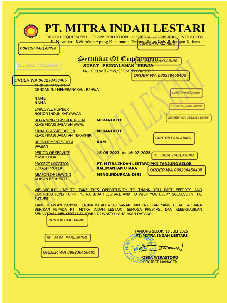 Mitra Indah Lestari SK | PDF