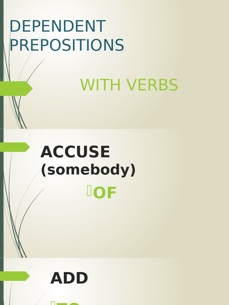 Dependent Prepositions With Verbs | PDF