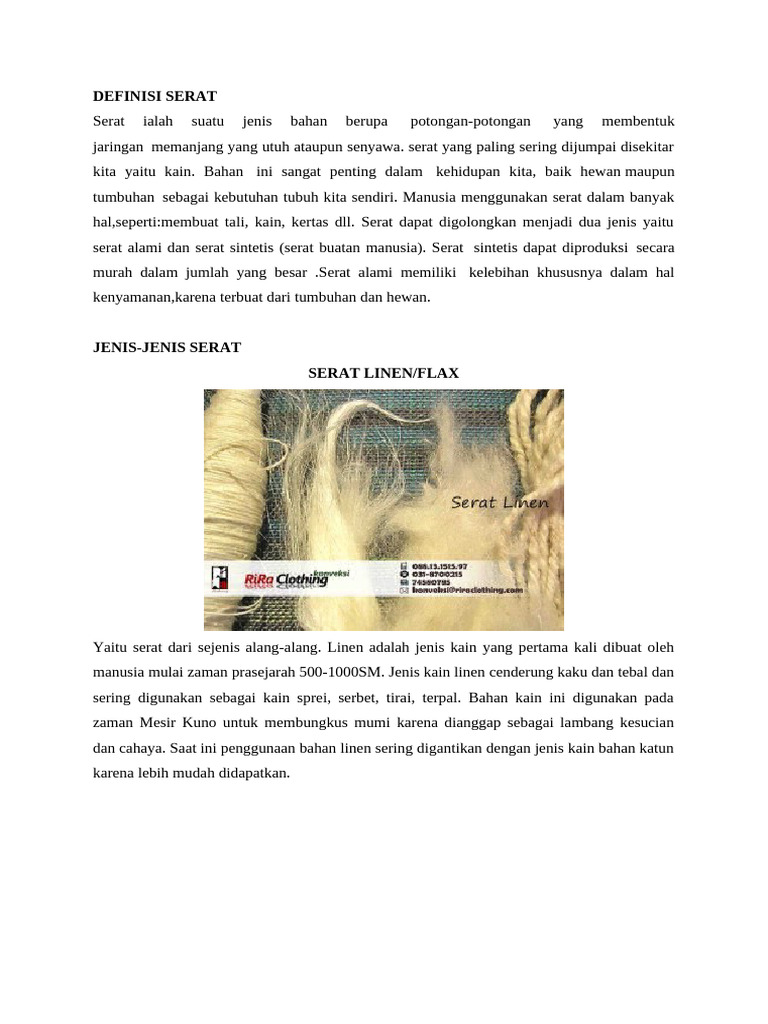 Definisi dan Jenis-Jenis Serat | PDF