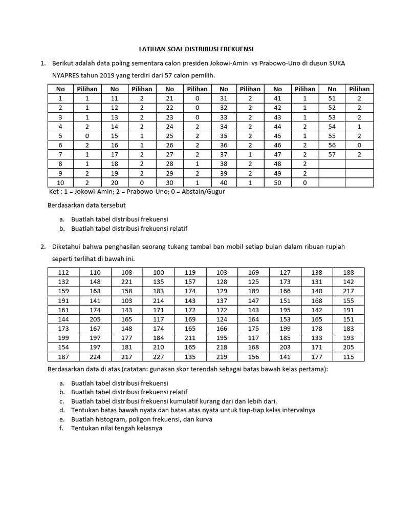 3 Latihan Soal Distribusi Frekuensi | PDF