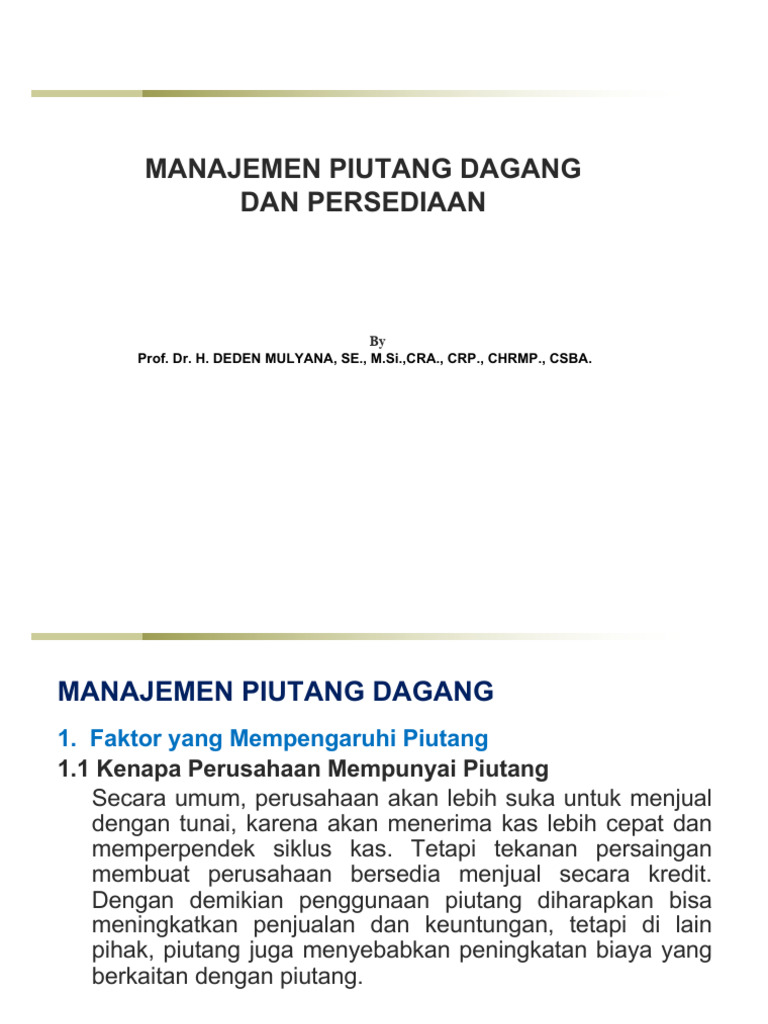 07b-Manajemen Piutang Dan Persediaan | PDF