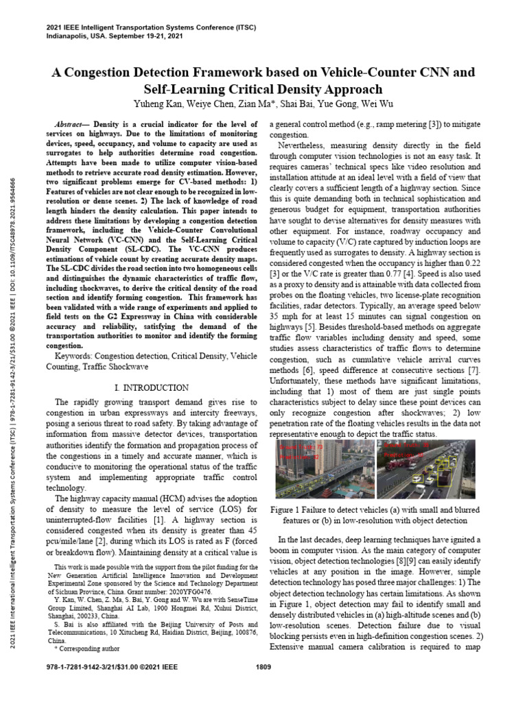 A Congestion Detection Framework Based On Vehicle-Counter CNN & Self ...