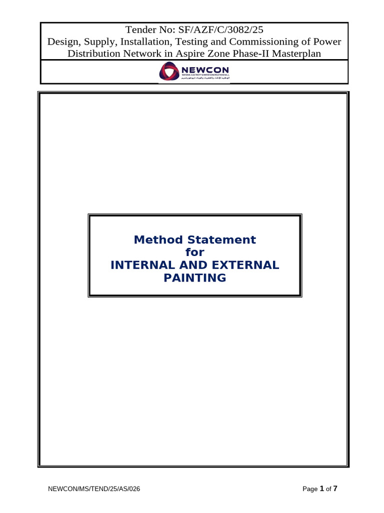 Painting Method Statement | PDF | Paint | Specification (Technical Standard)