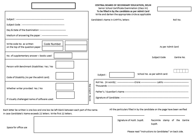 Board Exam Answer Booklet Template | PDF