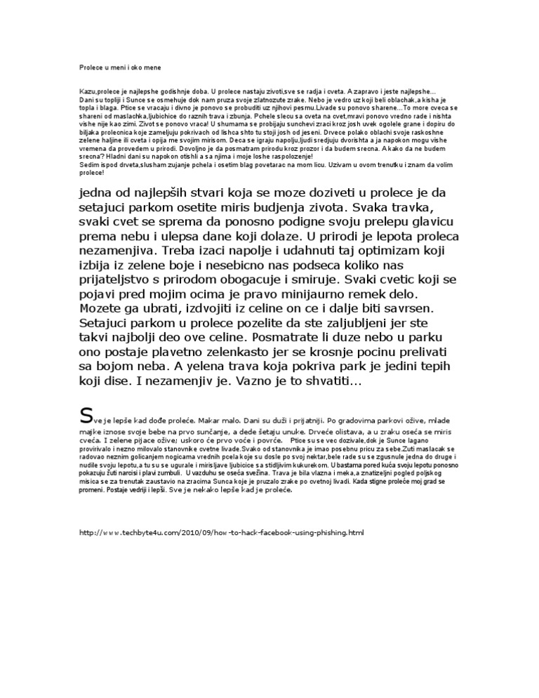 Prolece U Meni I Oko Mene | PDF