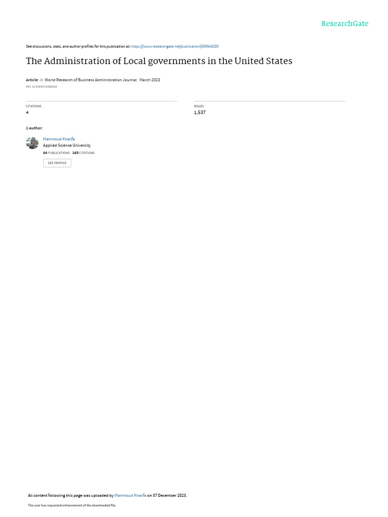 Local Government Administration in the US | PDF | Enumerated Powers ...