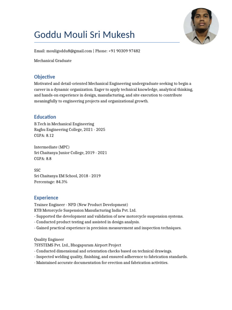 Goddu Mouli Resume | PDF