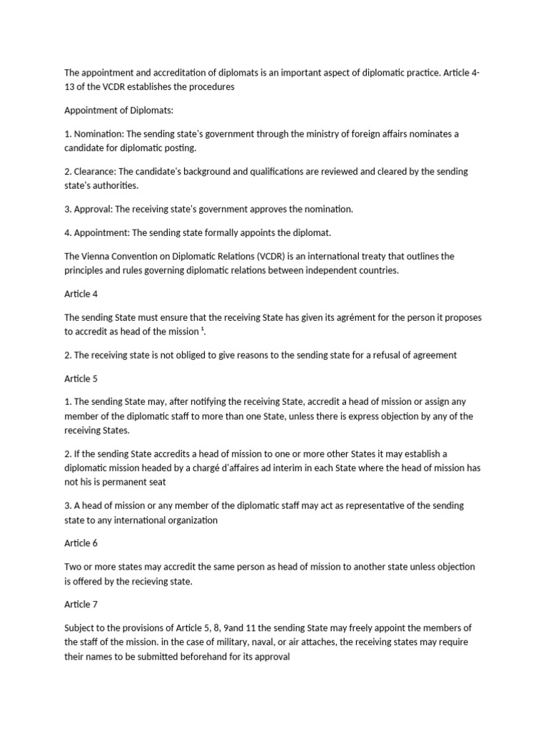 Diplomatic Accreditation Procedures | PDF | Diplomat | Ambassador