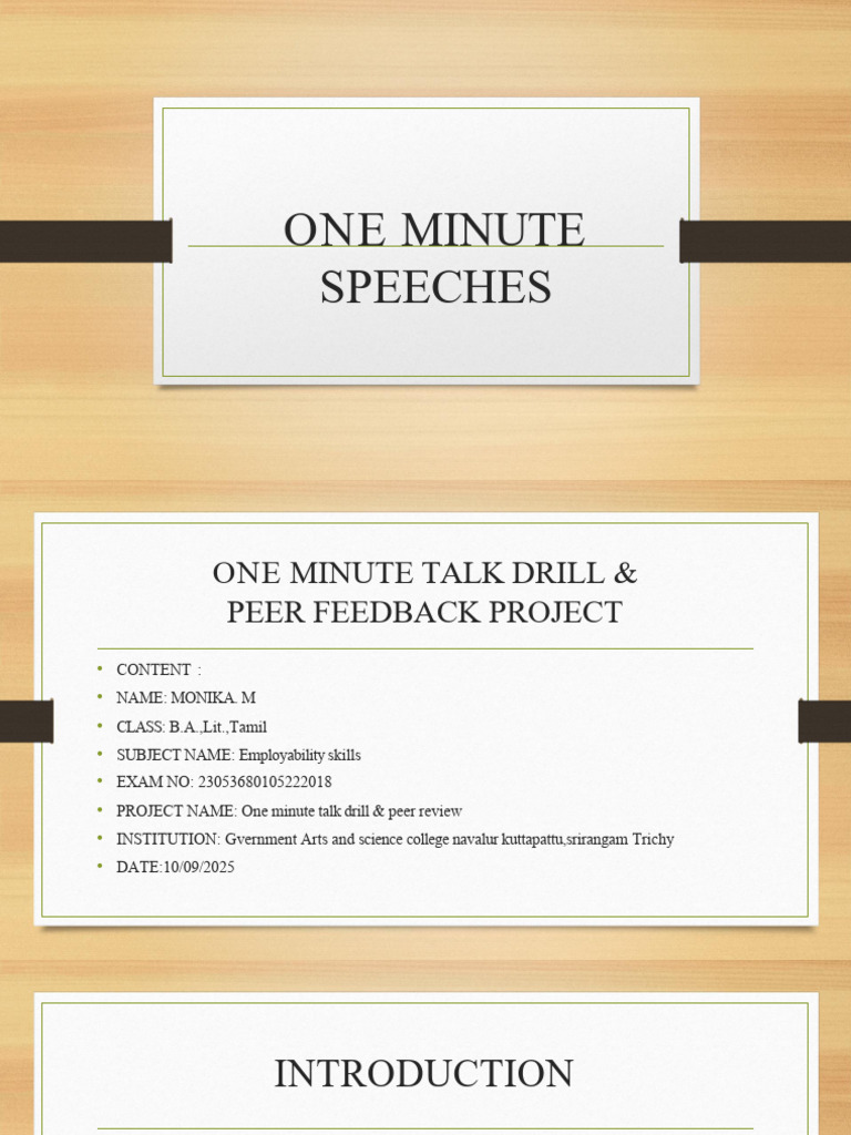 One Minute Talk Drill & Feedback Guide | PDF