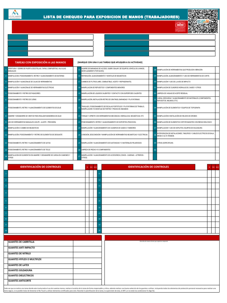 Lista de Chequeo para Seguridad en Manos | PDF | Guante