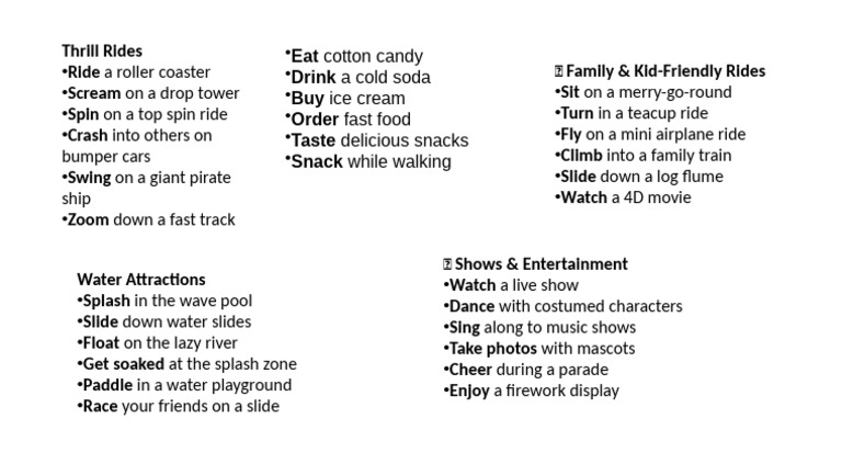 Amusement Park Thrill Activities | PDF