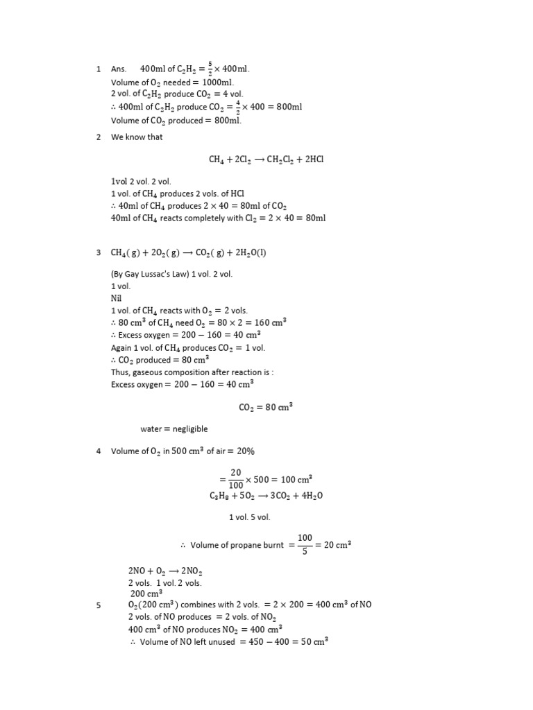 Answer Key For Numericals For Chapter Mole Concept | PDF | Mole (Unit ...