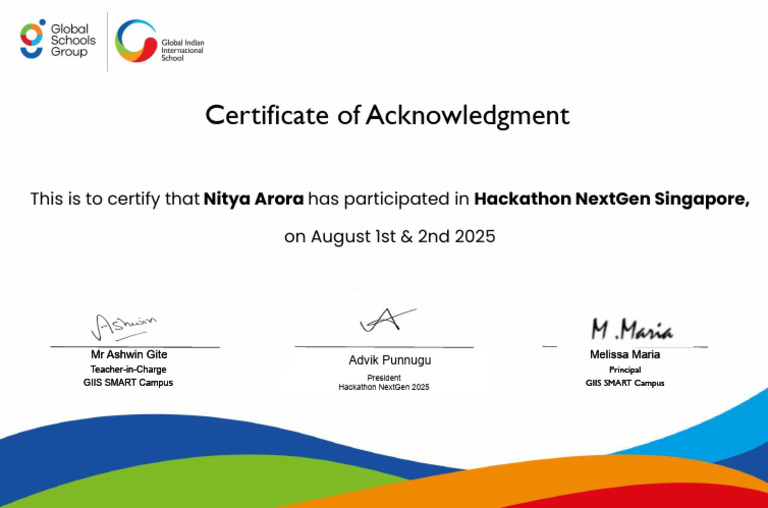 Certificate of Participation: Hackathon NextGen 2025 | PDF