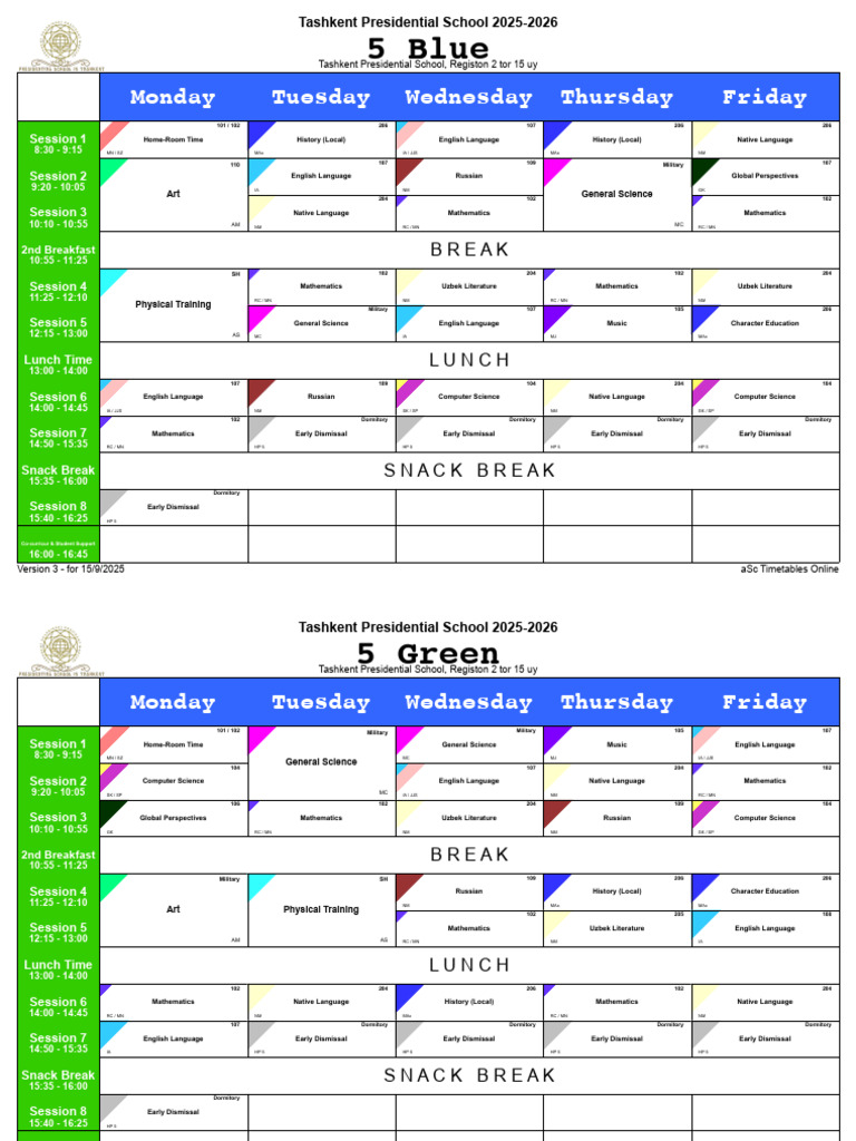 PST Students' Timetable 25-26 v3 | PDF | Inquiry | Linguistics