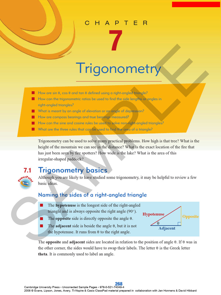 Cambridge - Chapter 7 Trigonometrry | PDF | Trigonometry | Elementary ...