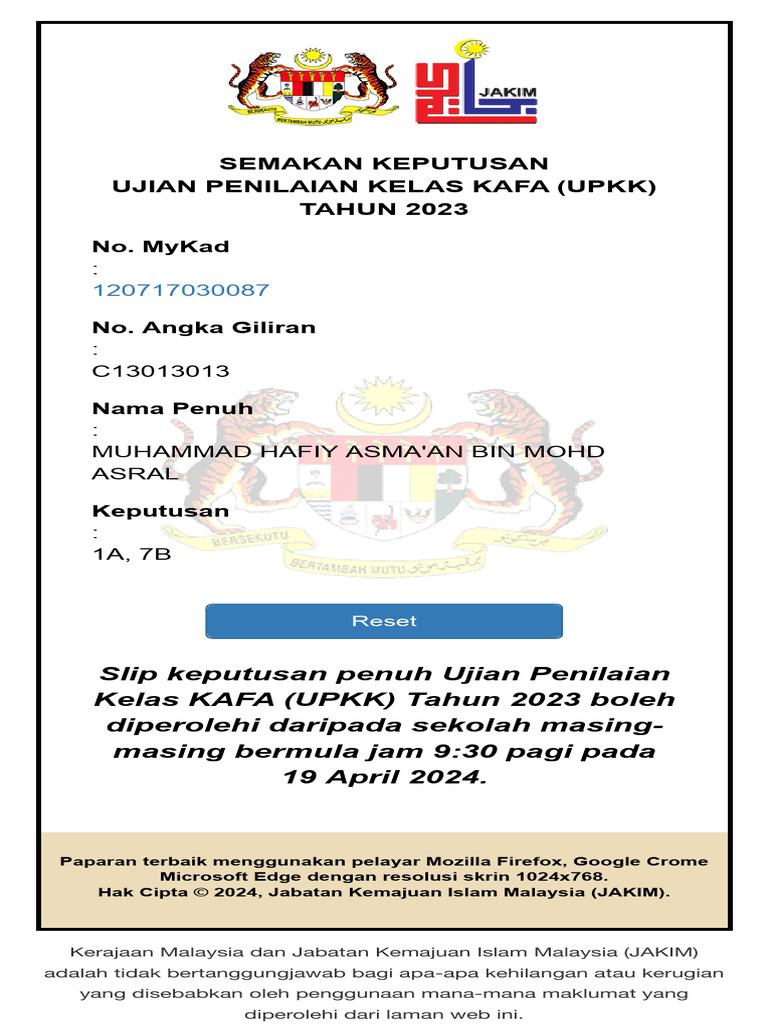 Portal Semakan UPKK | PDF