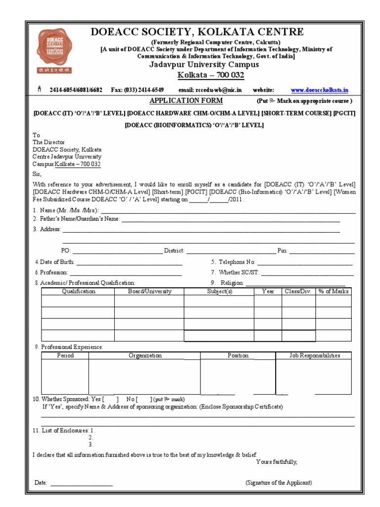Admission Form for PGCIT Courses | PDF | Technology & Engineering