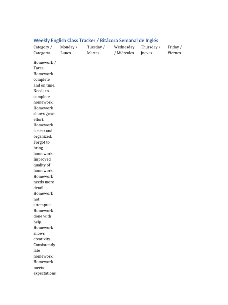 Weekly Tracker | PDF