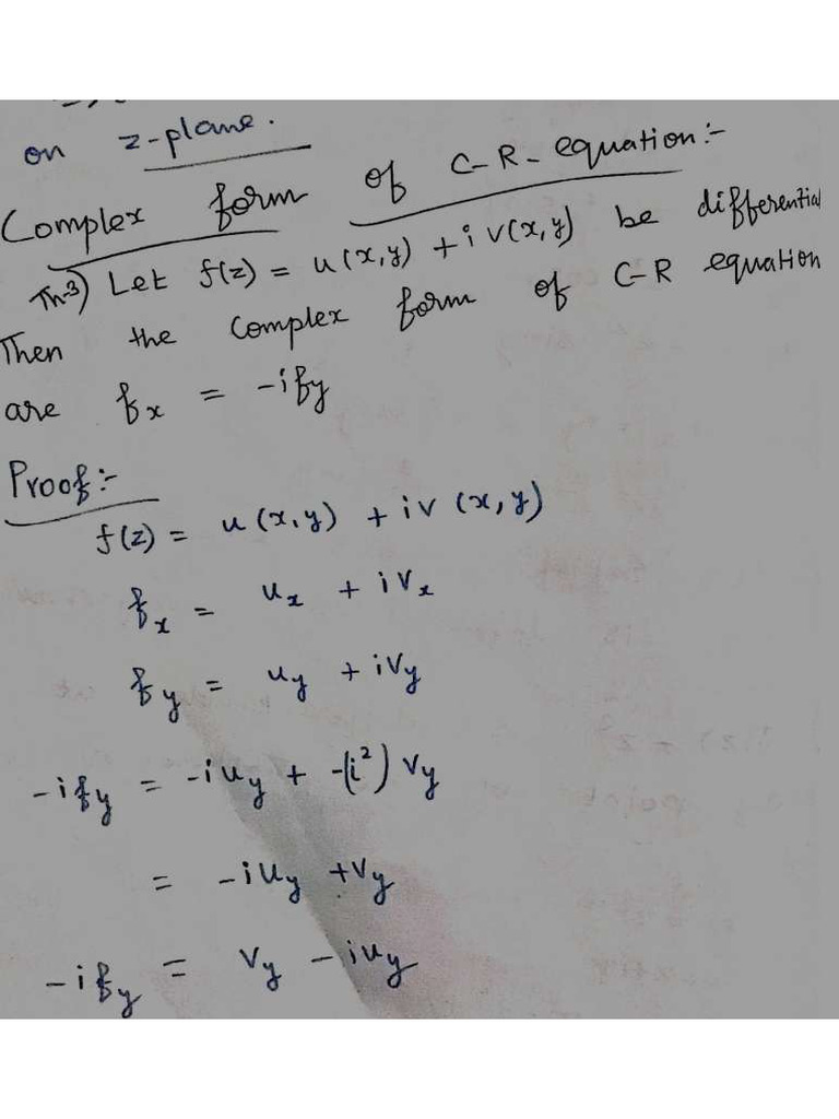 Complex and Polar Form of C-R Equation | PDF