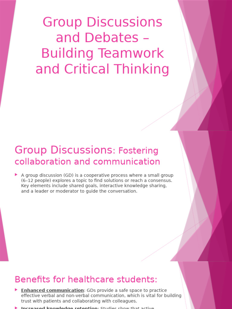 Group Discussions and Debates - Building Teamwork and | PDF | Critical ...