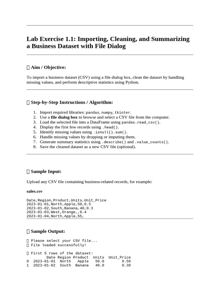 Importing, Cleaning, and Summarizing A Business Dataset With File ...