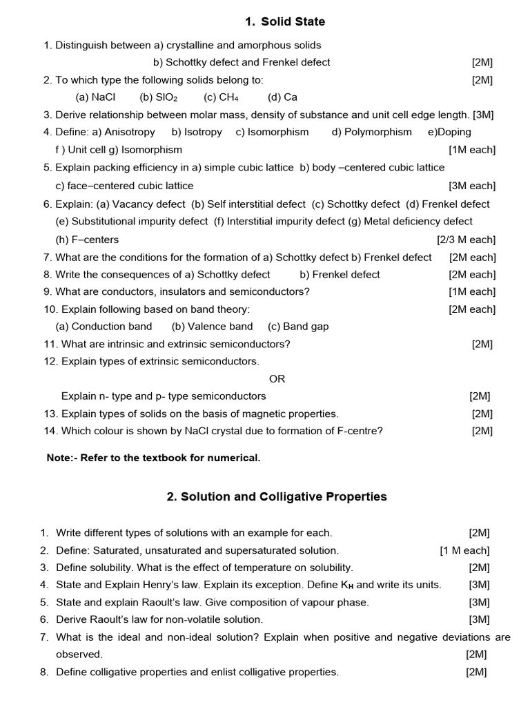 Solid State Chemistry Concepts Explained | PDF | Acid | Osmosis