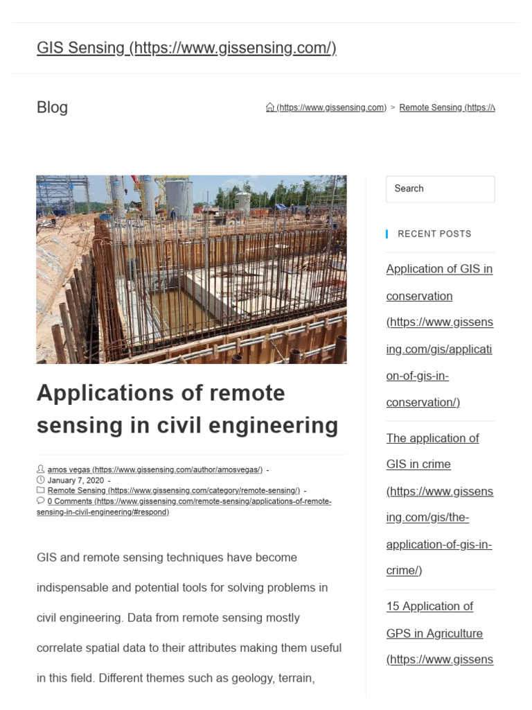 Applications of Remote Sensing in Civil Engineering - GIS Sensing | PDF ...