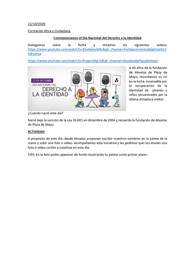 Matemática - APV - Semana 20-1 - Día Del Respeto A La Identidad | PDF