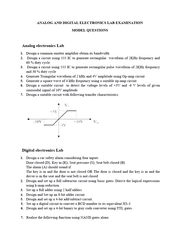 share ADE lab Model questions | PDF | Electronic Circuits | Analogue Electronics