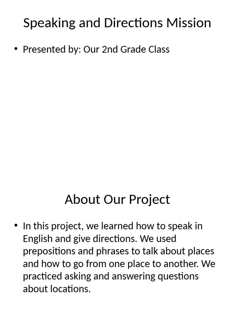 Speaking and Directions Project Presentation | PDF